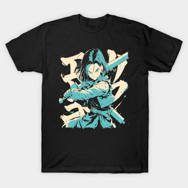 Android 17 Intense Sword Pose Fan - Android 17 - T-Shirt | TeePublic