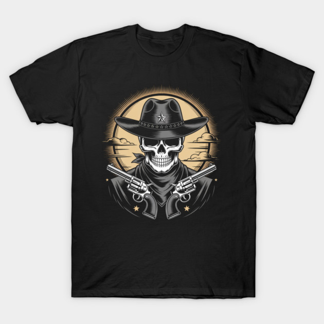 Outlaw Justice Cowboy Skull Guns For Western Lovers - Cowboy - T-Shirt ...