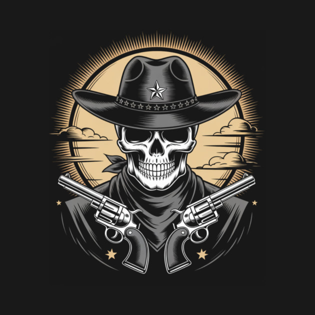 Outlaw Justice Cowboy Skull Guns For Western Lovers - Cowboy - T-Shirt ...