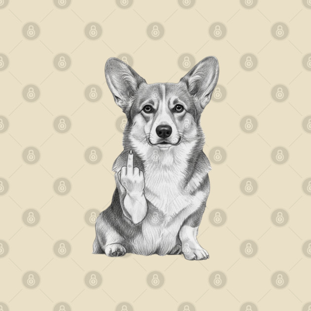 Pembroke Welsh Corgi Flipping the Bird Sketch - Pembroke Welsh Corgi ...