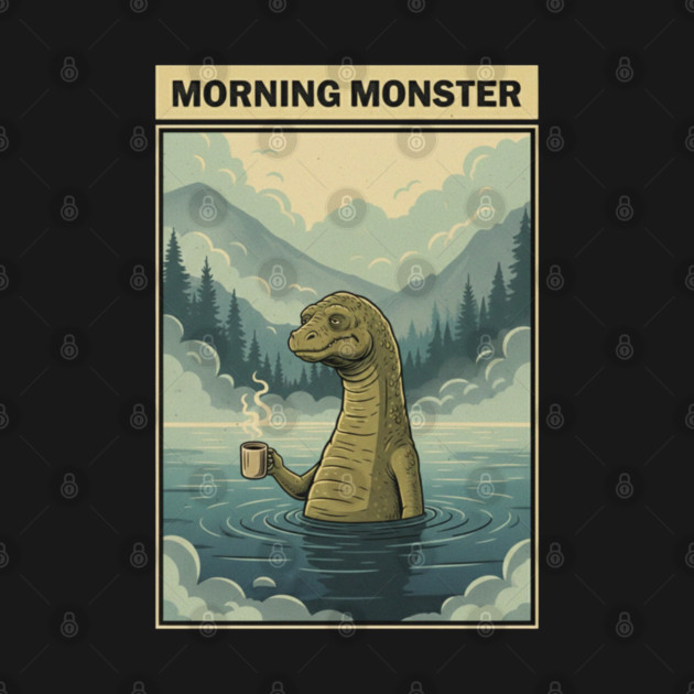 Morning Monster - Funny Loch Ness Coffee Retro - Coffee Monster - T ...