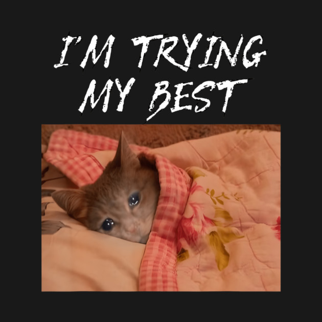 I'm Trying My Best Crying Cat - Meme Cat Crying - T-Shirt | TeePublic