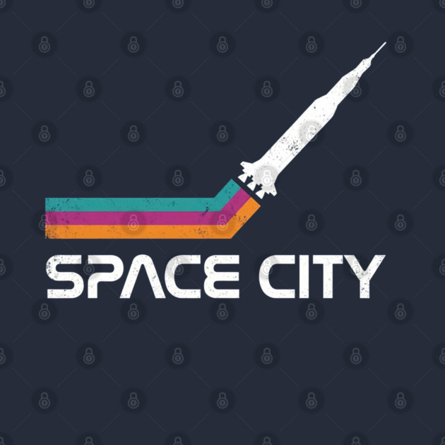Space City Houston Texas Retro Rocket Saturn V Vintage - Houston - T ...