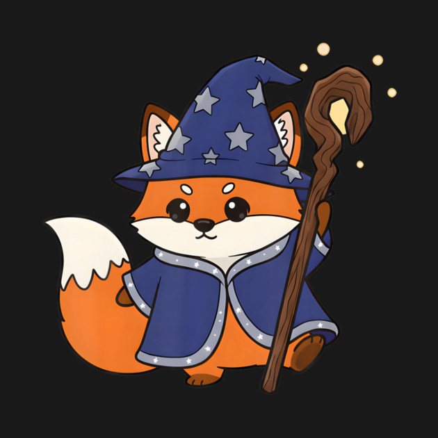 Fox Wizard Magic Fantasy Animal - Cute Fox Wizard - T-Shirt | TeePublic