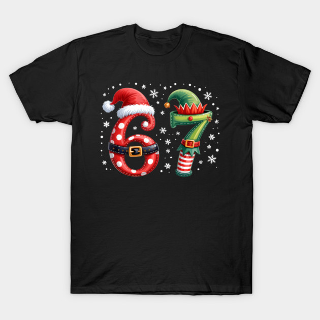 Six Seven 6 7 Humor Santa Elf Number - Funny Meme Xmas - T-Shirt ...