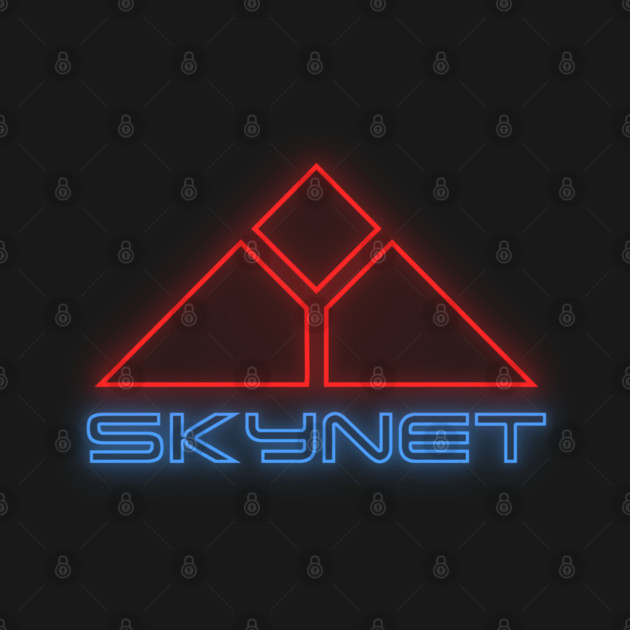 Terminator Skynet 80s Retrowave Neon Logo - Terminator - T-Shirt ...