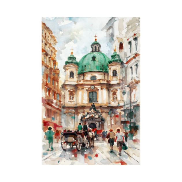 St. Peter's Church Vienna Watercolor - Vienna Church Watercolor - T ...