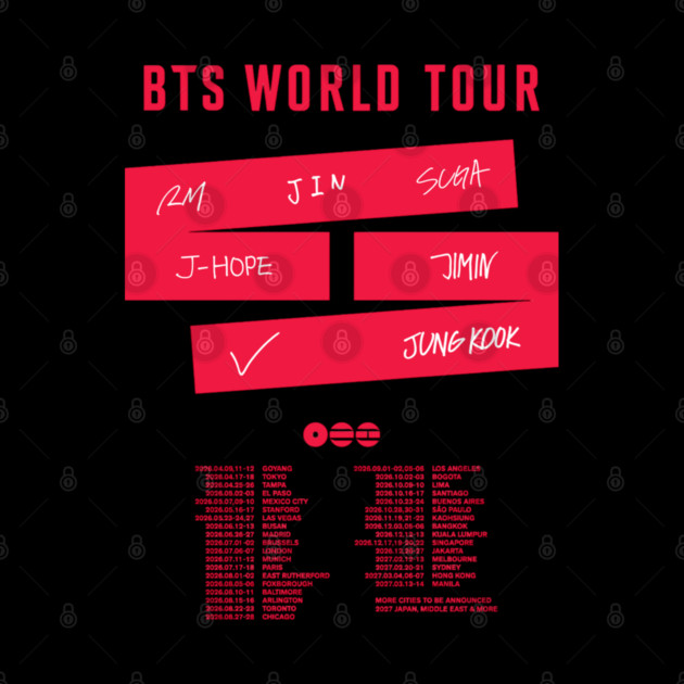BTS World Tour 2026-2027 Schedule Poster - Bts 2026 - Mug | TeePublic