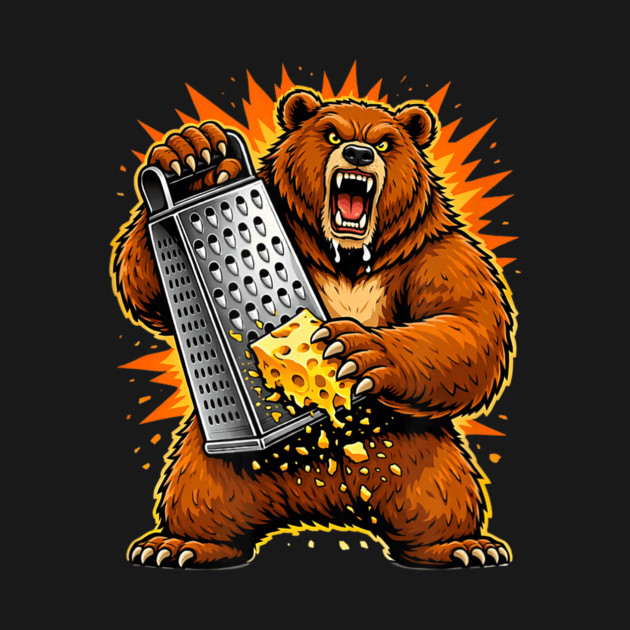 Angry Bear Shredding Cheese Funny Food Rage Meme Illustration Design ...