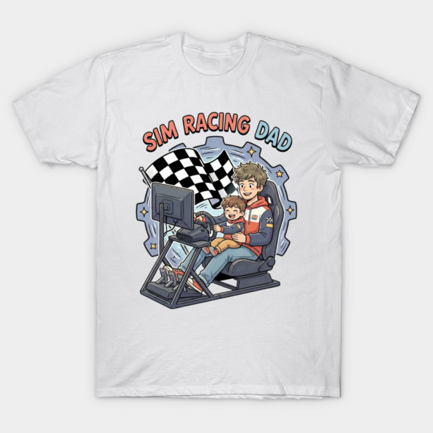 Sim Racing Dad Gamer Father Son Racing Simulator Cartoon - Sim Racing ...