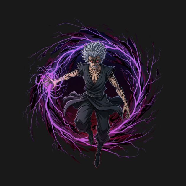 Furious Anime Warrior Purple Lightning Art - Anime Warrior - T-Shirt ...