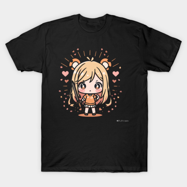 Cute Chibi Blonde Girl Bear Ears - Chibi Anime Girl - T-Shirt | TeePublic