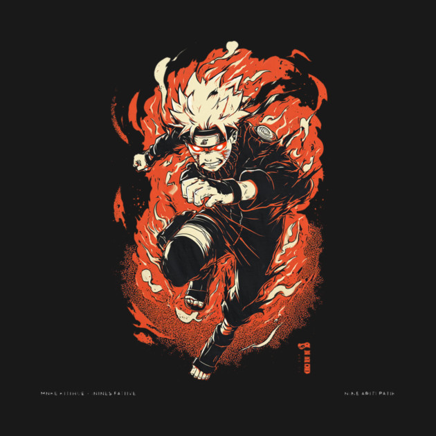 Fiery Naruto Chakra Anime Action Art - Naruto - T-Shirt | TeePublic