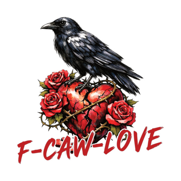 F-Caw-Love Raven Crow Rose Heart Gothic Happy Valentines Day - F Caw F ...
