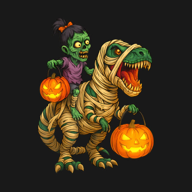 Zombie Riding Mummy T Rex Halloween Trick Or Treat - Halloween Kids ...