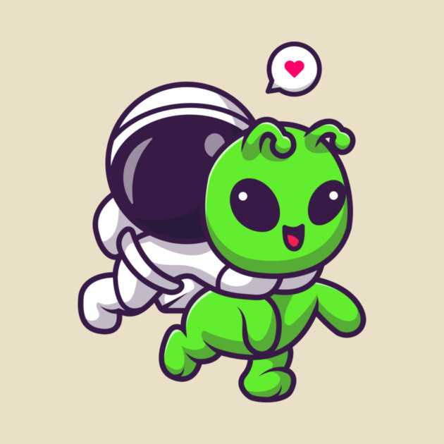 Cute Astronaut Playing With Alien Cartoon - Cute Astronaut Playing With ...