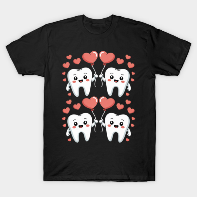 Cute Tooth Cartoon Valentine Dental Hygienist - Valentine - T-Shirt ...
