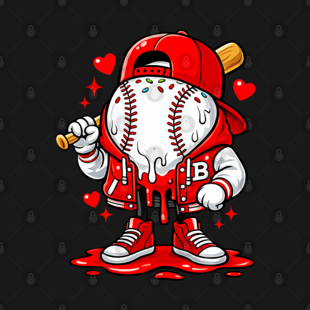Baseball Drip Ice Cream Melting Character Varsity Jacket Hearts ...