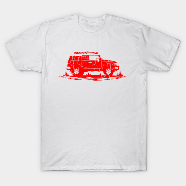Retro FJ Cruiser Off-Road 4x4 Silhouette Red - Toyota Fj Cruiser - T ...