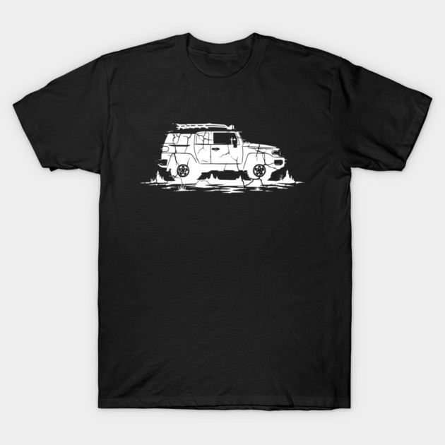 Retro FJ Cruiser Off-Road 4x4 Silhouette White - Toyota Fj Cruiser - T ...