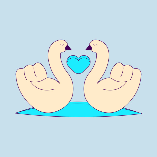 Retro Romantic Swans in Love - Swans - T-Shirt | TeePublic