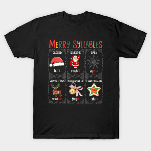 Merry Syllables Teacher Educational - Funny Teacher Christmas - T-Shirt ...