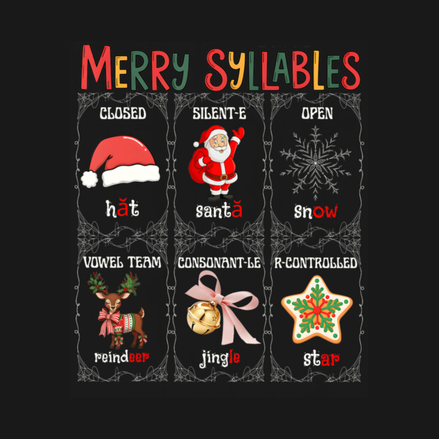 Merry Syllables Teacher Educational - Funny Teacher Christmas - T-Shirt ...