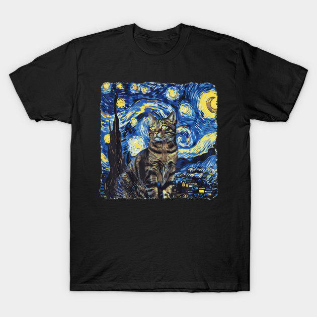 Starry Night Vincent Van Gogh Famous Painting Tabby Cat - Van Gogh Art ...