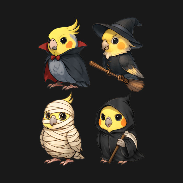 Cockatiel Parrot Witch Boo Mummy Halloween - Cute Halloween Parrot - T ...