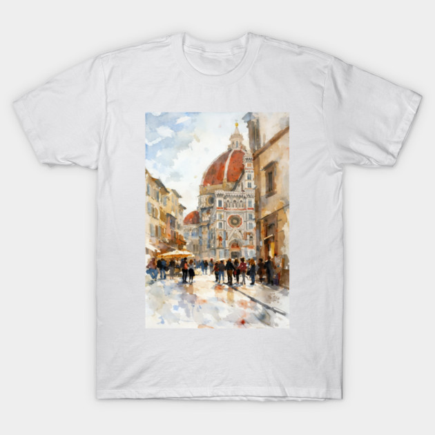Florence Duomo Watercolor - Duomo City Flow - T-Shirt | TeePublic