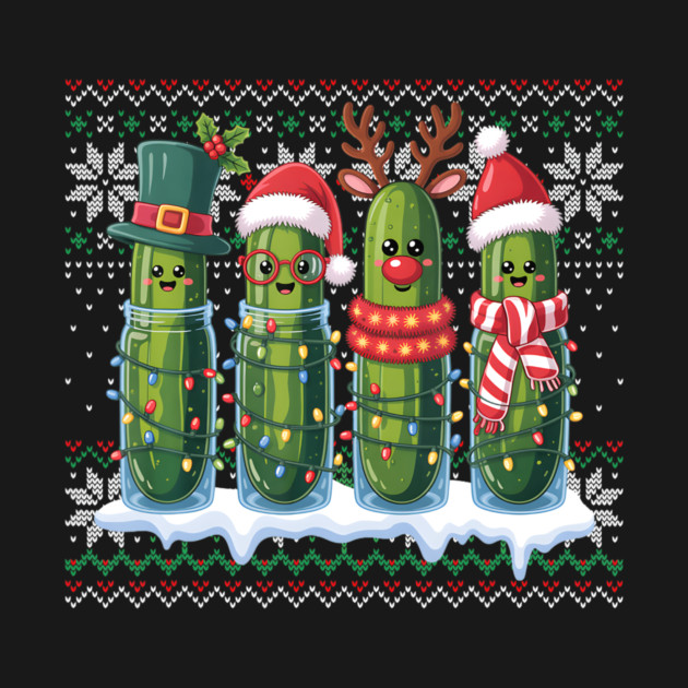 Pickles Lights Santa Hat Ugly - Funny Xmas Humor - T-Shirt | TeePublic