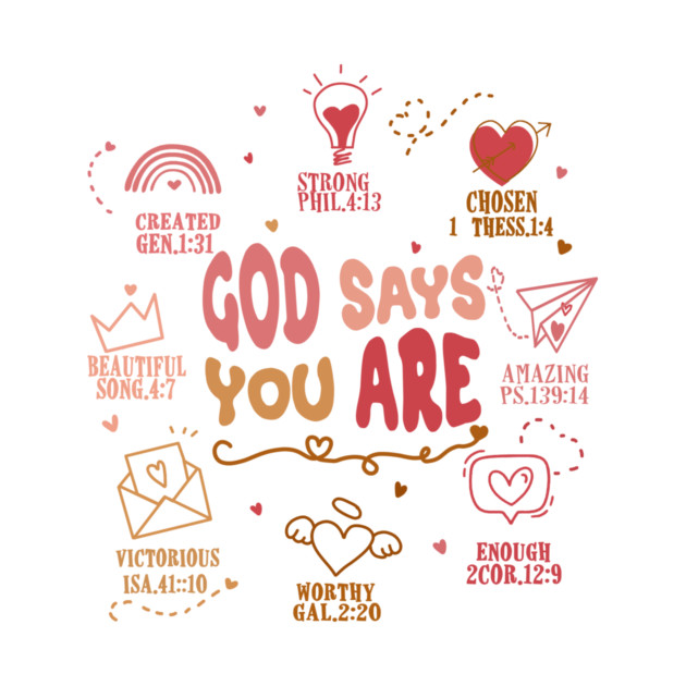God Says You Are Strong Chosen Worthy Christian Faith Quote Art - God ...