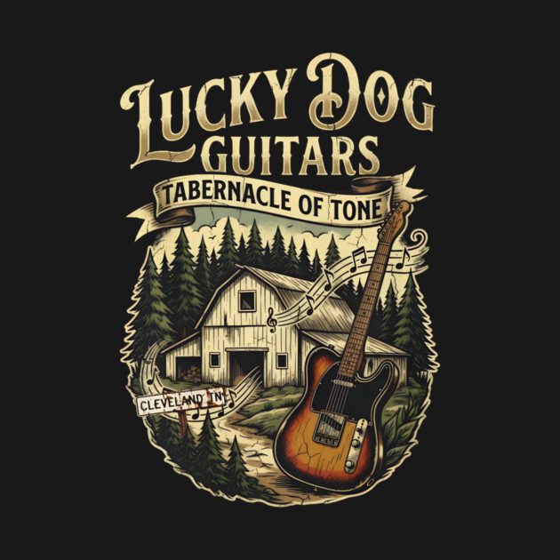 Lucky Dog Guitars Tabernacle Of Tone - Guitar Art - T-Shirt | TeePublic