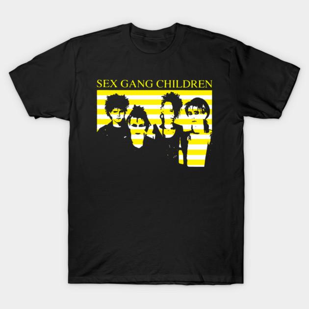 Yellow and White Band Member Face - Sex Gang Children - T-Shirt | TeePublic