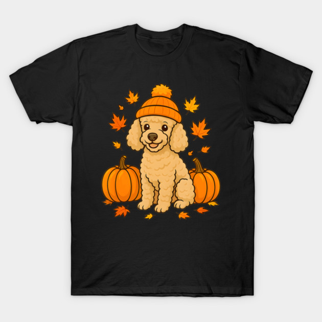Poodle Dog Fall Autumn Halloween Leaves For Dog - Funny Poodle Dog - T ...