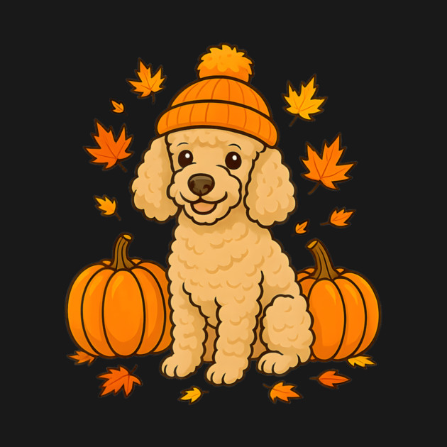 Poodle Dog Fall Autumn Halloween Leaves For Dog - Funny Poodle Dog - T ...