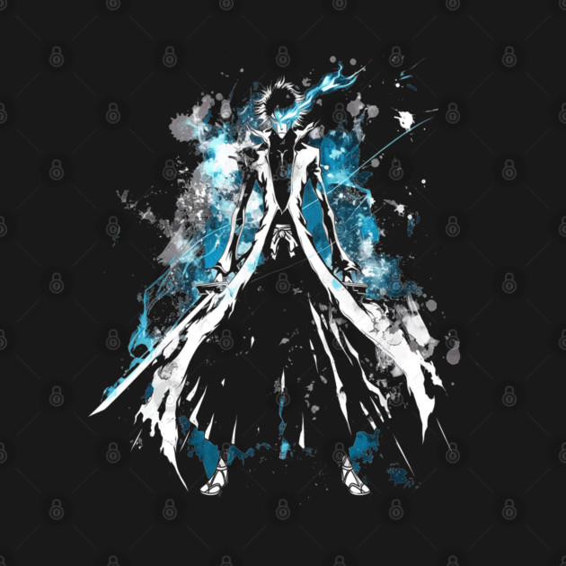 Blue Splatter Anime Character - Anime Splatter Art - T-Shirt | TeePublic