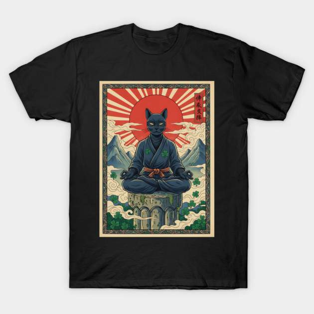 Zen Ninja Cat Valentine – Japanese Ukiyo-e Art - Japanese Cat - T-Shirt ...