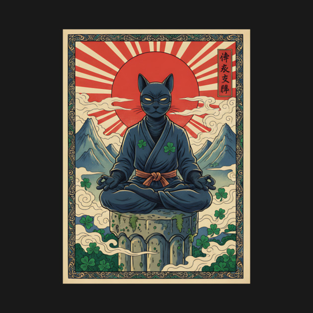 Zen Ninja Cat Valentine – Japanese Ukiyo-e Art - Japanese Cat - T-Shirt ...