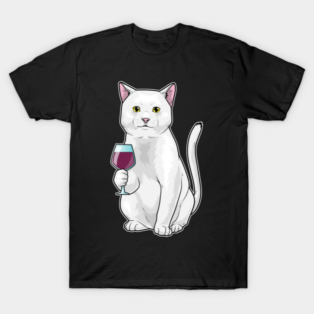 Cat Red wine - Wine - T-Shirt | TeePublic