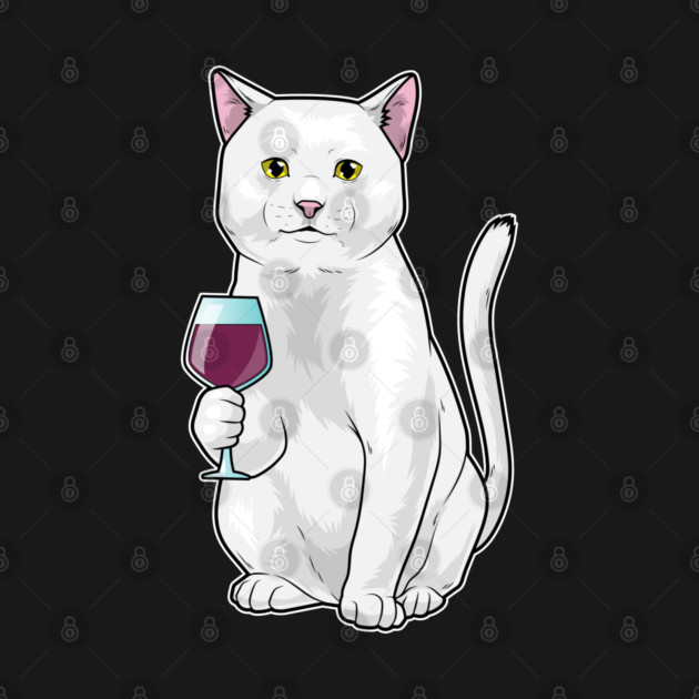 Cat Red wine - Wine - T-Shirt | TeePublic