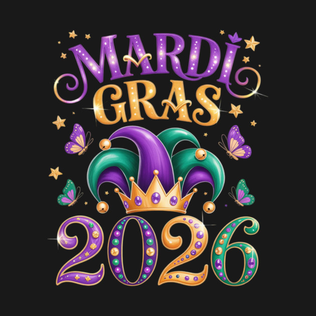 Mardi Gras 2026 Jester - Mardi Gras 2026 - T-Shirt | TeePublic