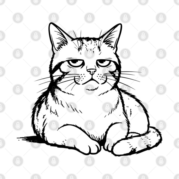 Cat Sitting with Side-Eye Glare meme - Cat - T-Shirt | TeePublic