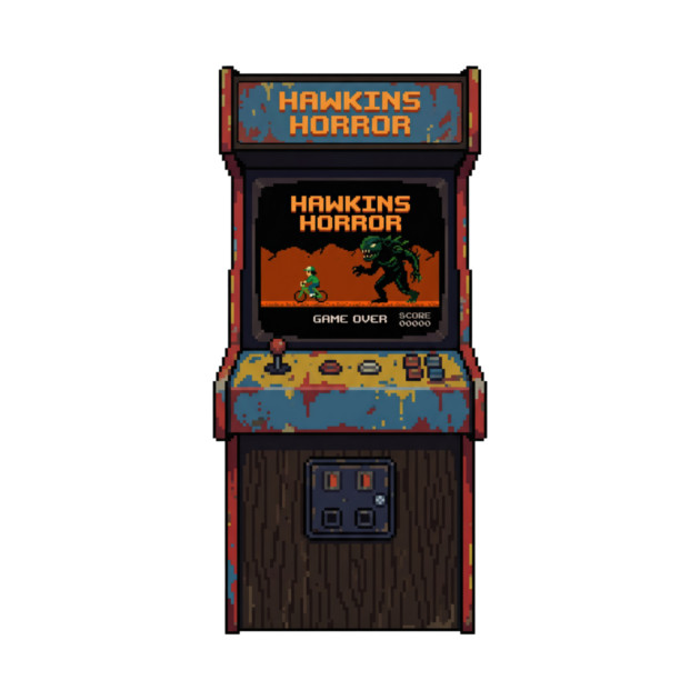 Hawkins Horror 8-Bit Arcade Game Over - Stranger Things - T-Shirt ...