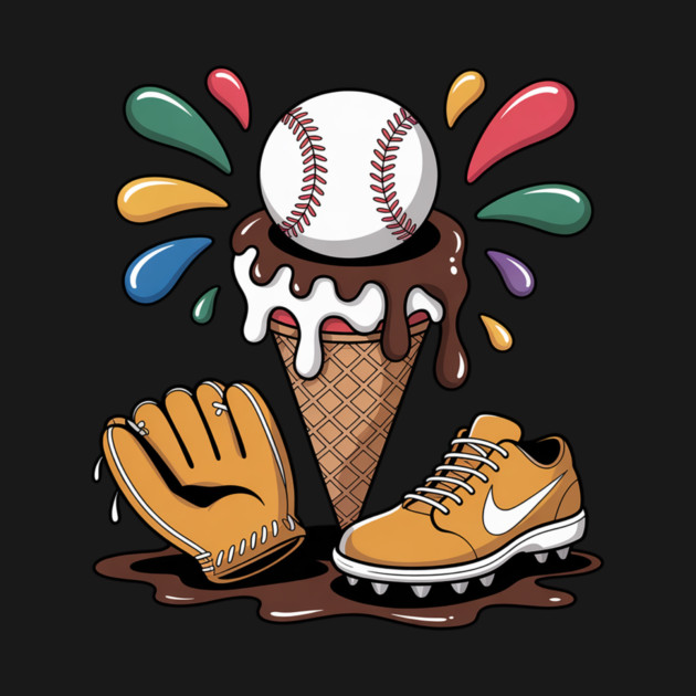 Baseball Drip Boys Ice Cream Sprinkle Drip Baseball Dripping - Baseball ...