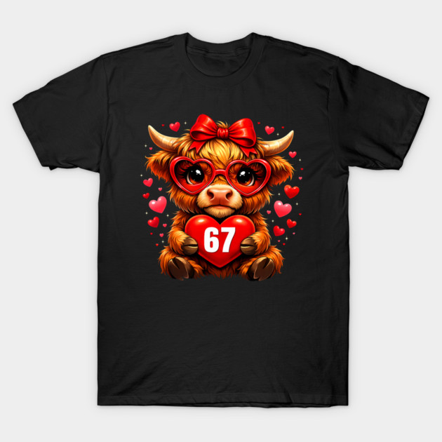 67 Meme Six Seven Highland Cow Valentine Love Cute Women - 67 Meme - T ...