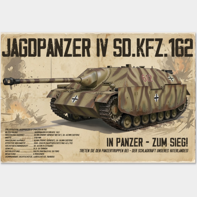 Jagdpanzer IV WWII German Tank Destroyer Vintage Museum Art ...