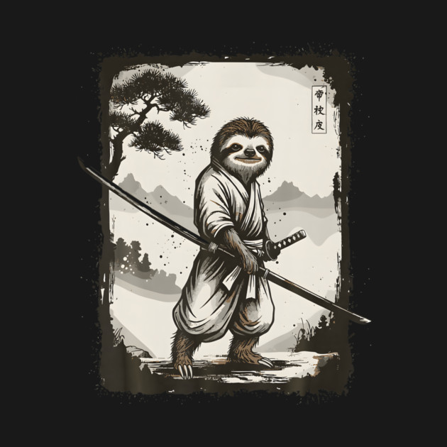 Samurai Sloth Japanese For Warrior - Samurai Sloth Japan - T-Shirt ...