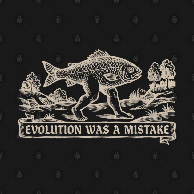 Fish With Legs - Reverse Evolution Vintage Print - Darwin - T-Shirt ...
