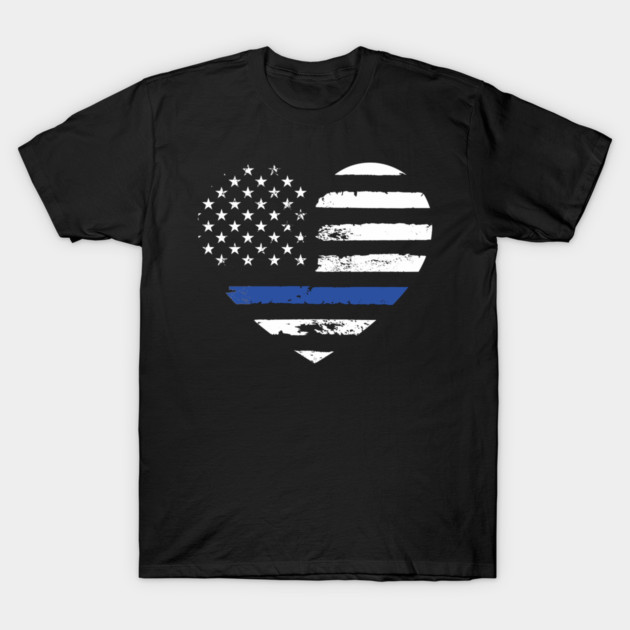 Police Officer Support Thin Blue Line Heart Flag - Thin Blue Line - T ...